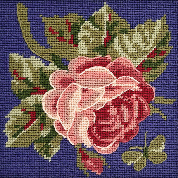 Glorafilia Tapestry Kit Needlepoint Kit, Rose Mini on Purple – Sew Inspiring UK