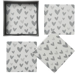 Scattered Hearts Ceramic Coasters - SET of 4 – Sew Inspiring UK