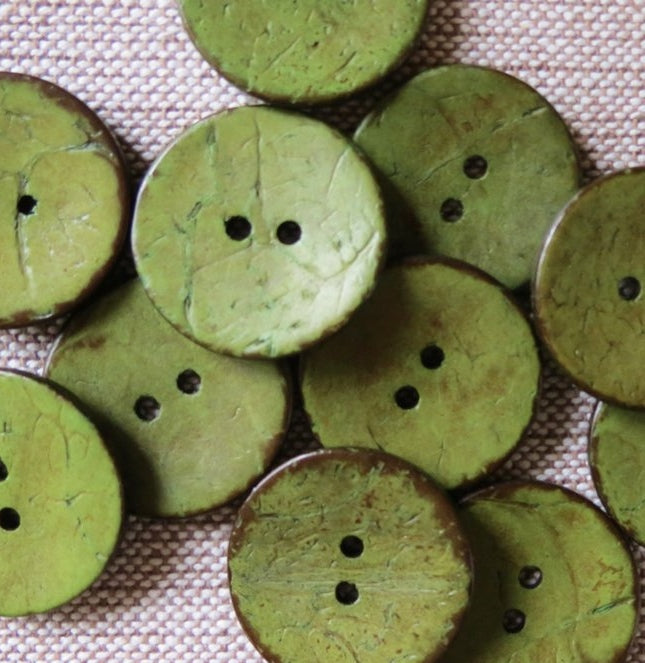 Coconut Buttons Olive Green Rustic Textured Coconut Button -Medium 23m ...